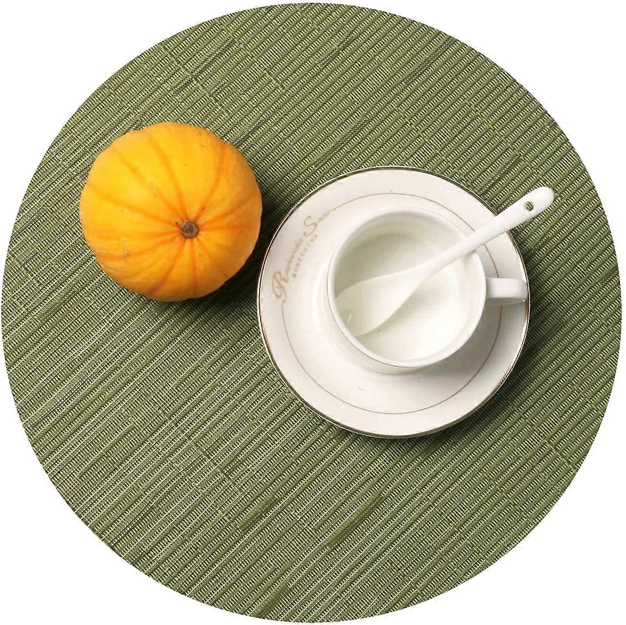 Round Table Placemats Set of 7 Woven Vinyl 6 Wedge Place Mats with ...