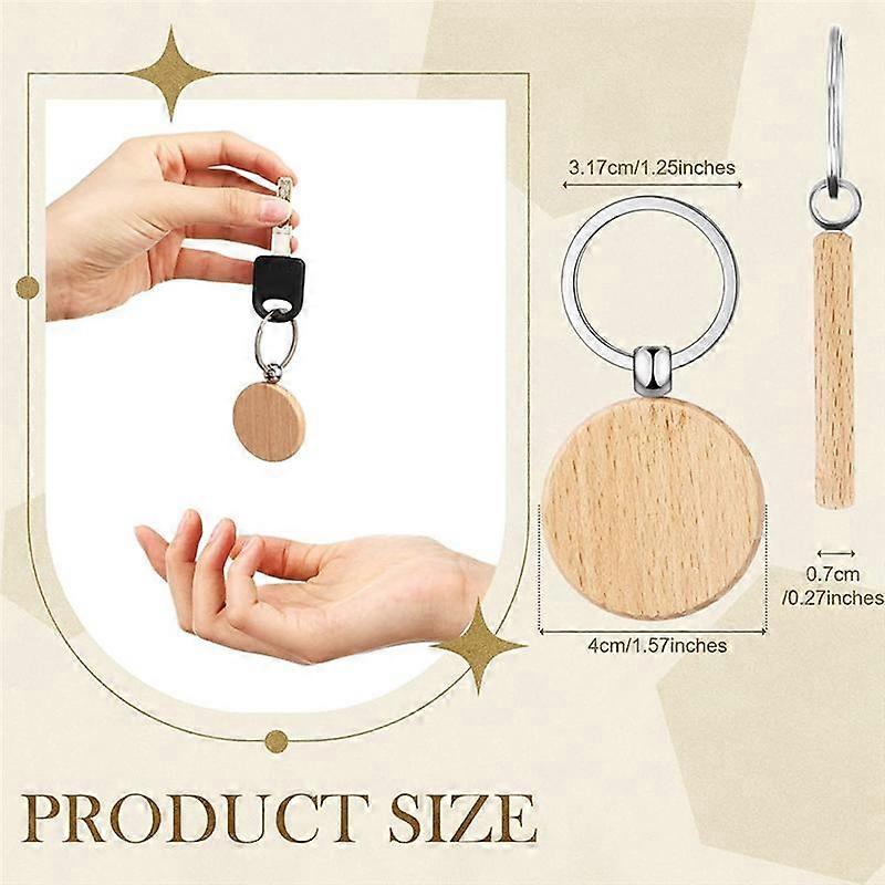 50 Pieces Blank Wooden Key Tag Key Engraving Blanks Unfinished Wood ...