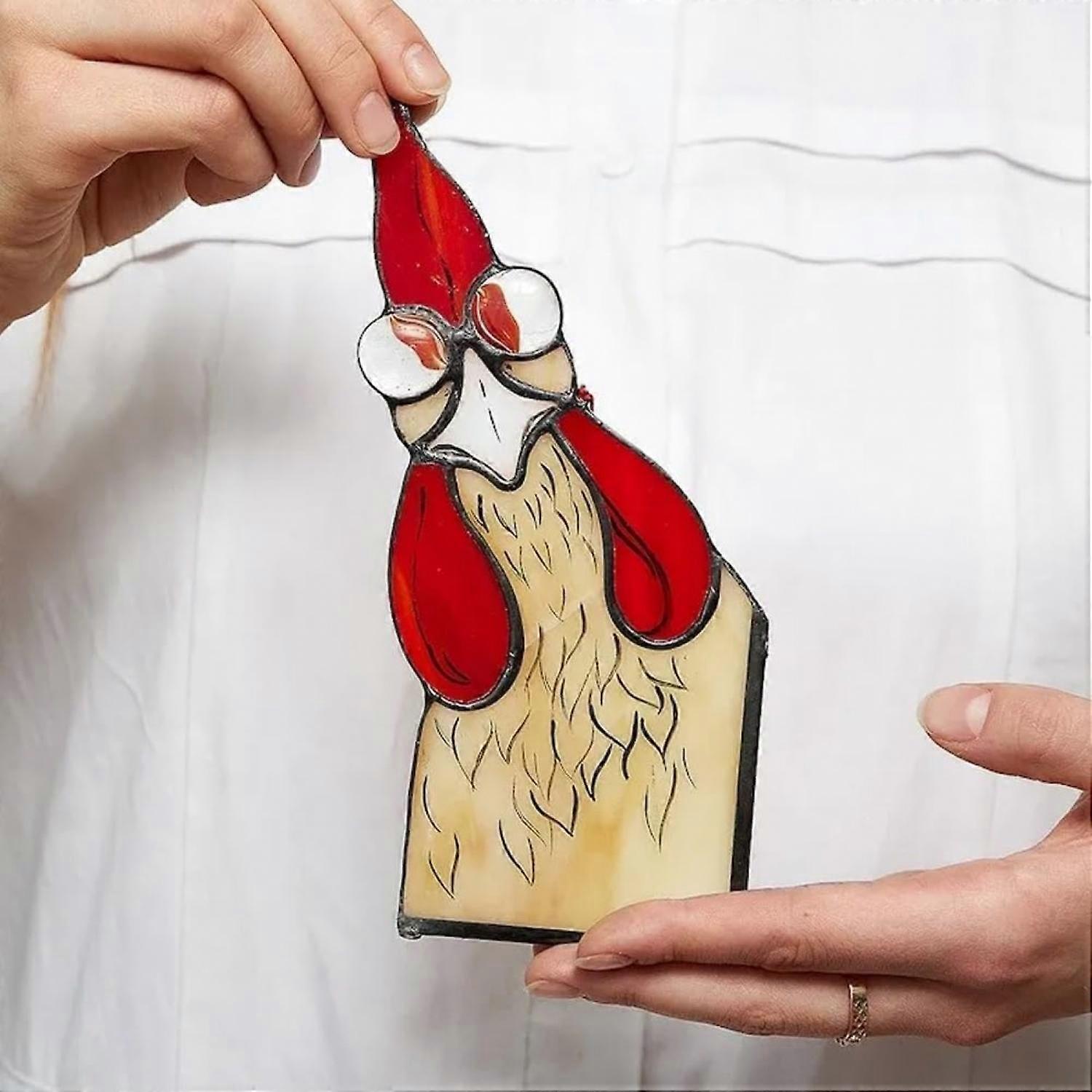 Generic Funny Rooster Stained Glass Bird Window Corner Decor,Rooster ...