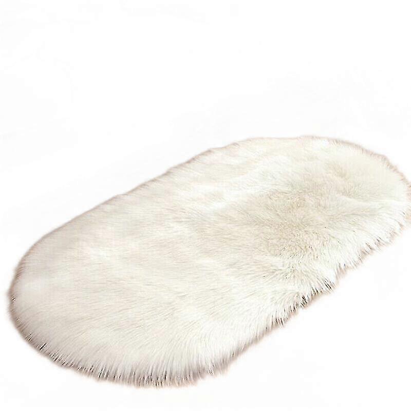 Tflycq(White) Oval Circle Soft Shaggy Rug Kids Living Room Bedroom ...