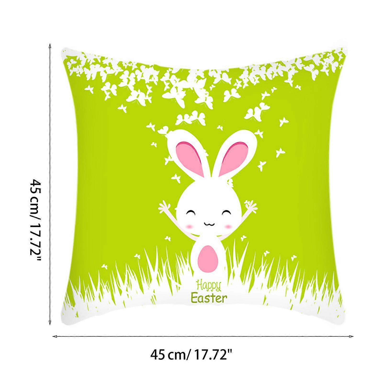Happy Easter Pillow Cover Short Plush Bunny Egg Pillowcase Cushion ...