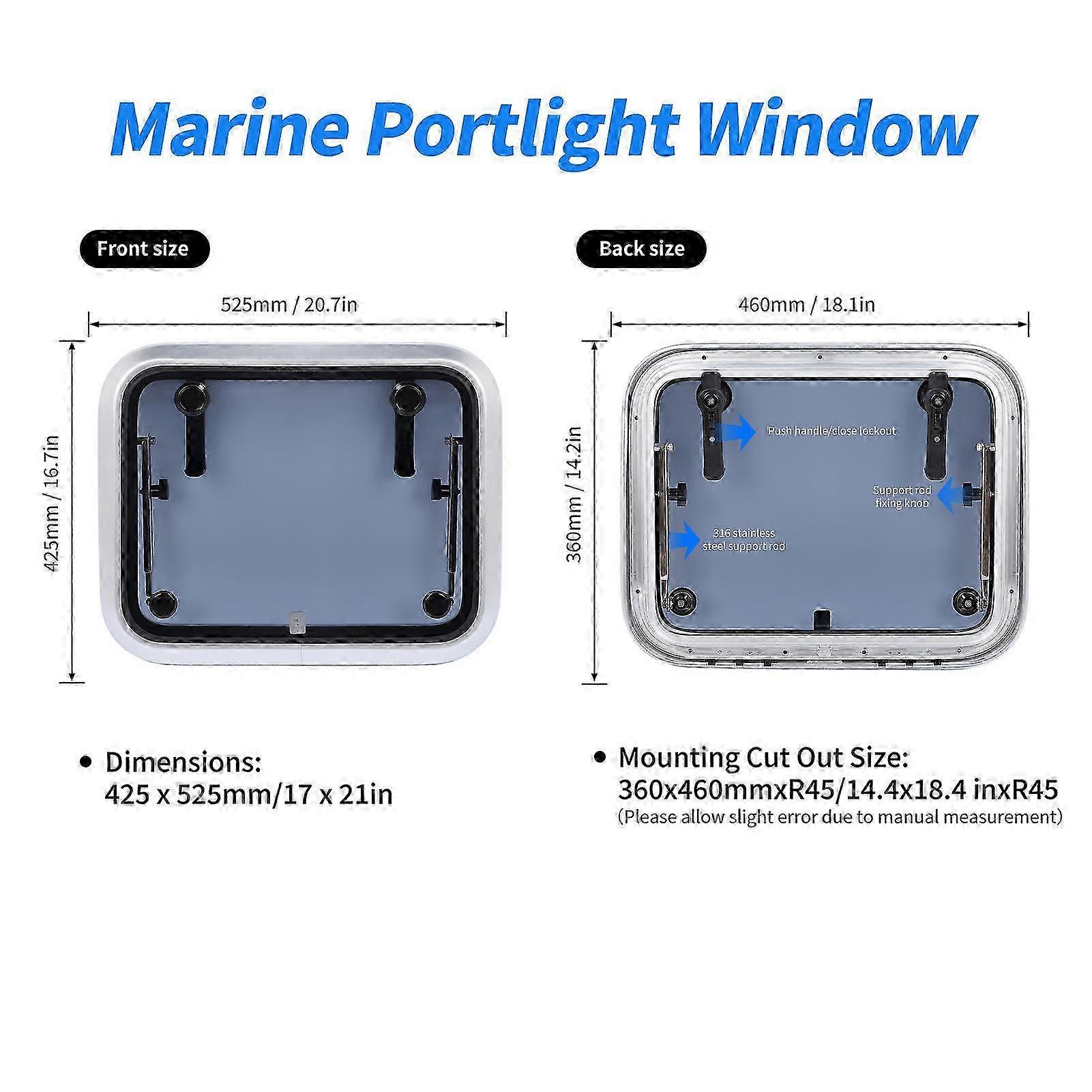 Marine Hatch Porthole Window 17 X 21in Square Heavy Duty Aluminum Alloy ...