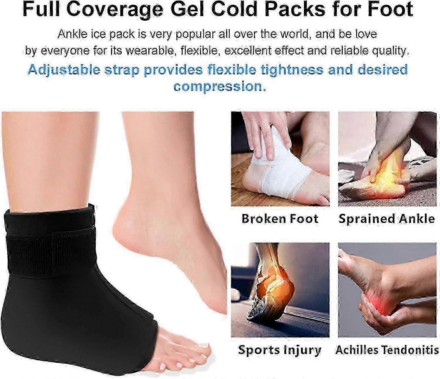 Reusable Gel Foot Ice Pack Wrap | Hot & Cold Therapy for Ankle & Heel ...