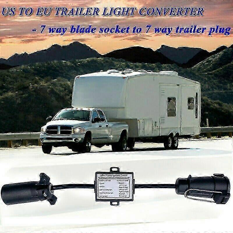 7-way to 7-pin trailer adapter for USA and EU vehicles - light ...