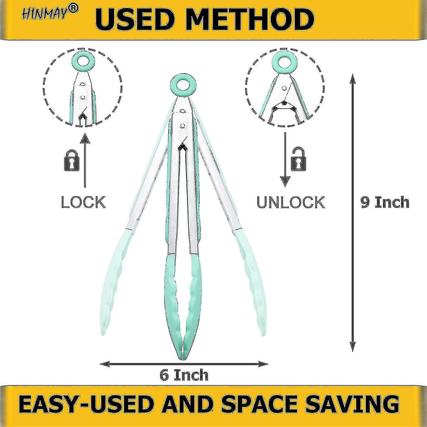 9" Kitchen Premium Silicone Tongs With Non-slip & Easy Grip Stainless ...
