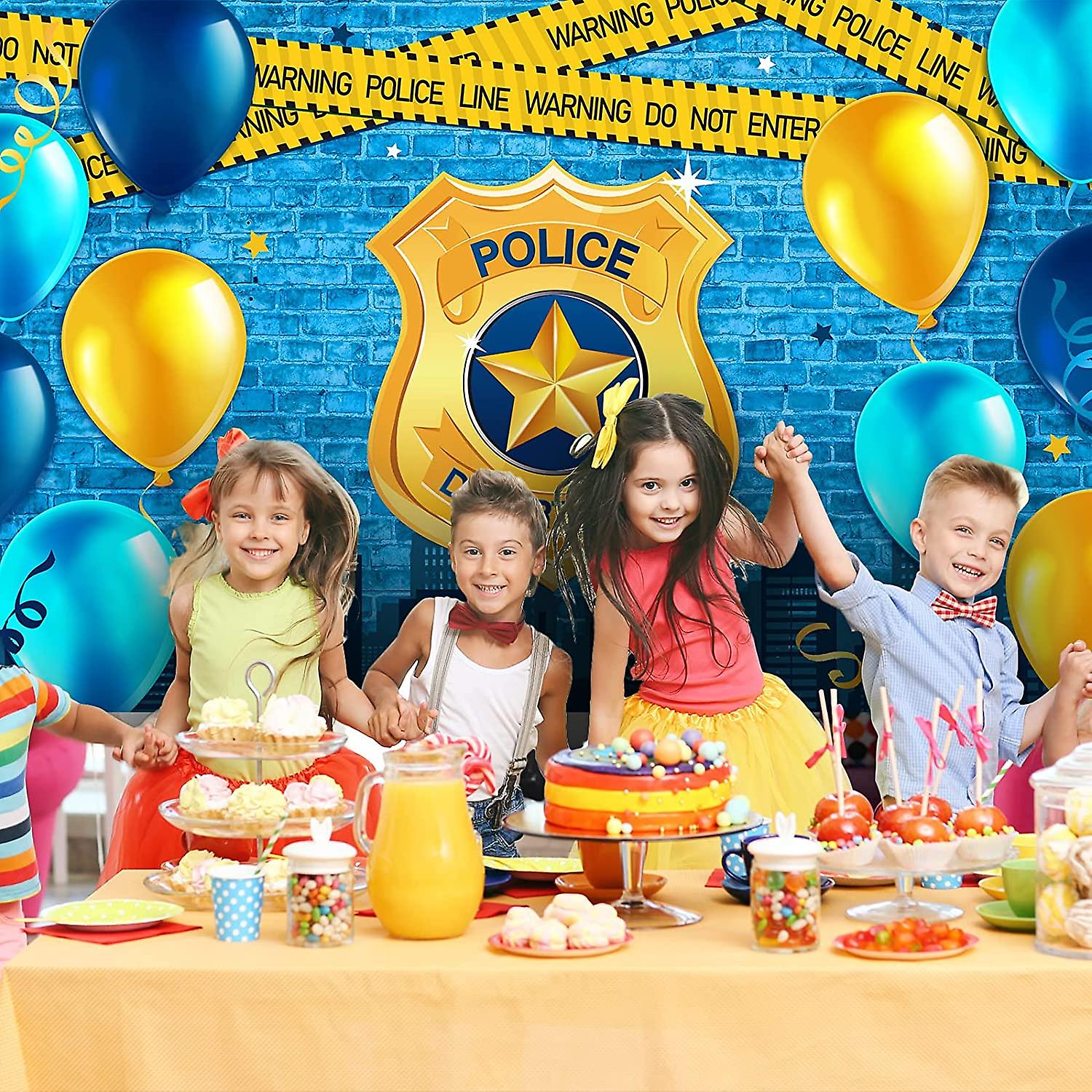 Police Party Photography Banner Police Department Badge Blue Brick Wall ...