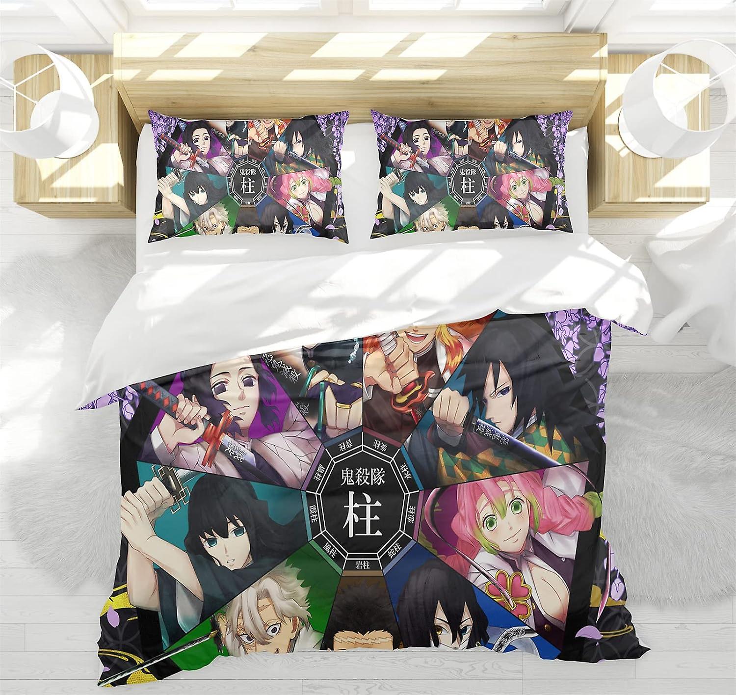 DDONVG Demon Slayer Bed Linen, 135 x 200 cm, Japanese Anime Duvet Cover ...