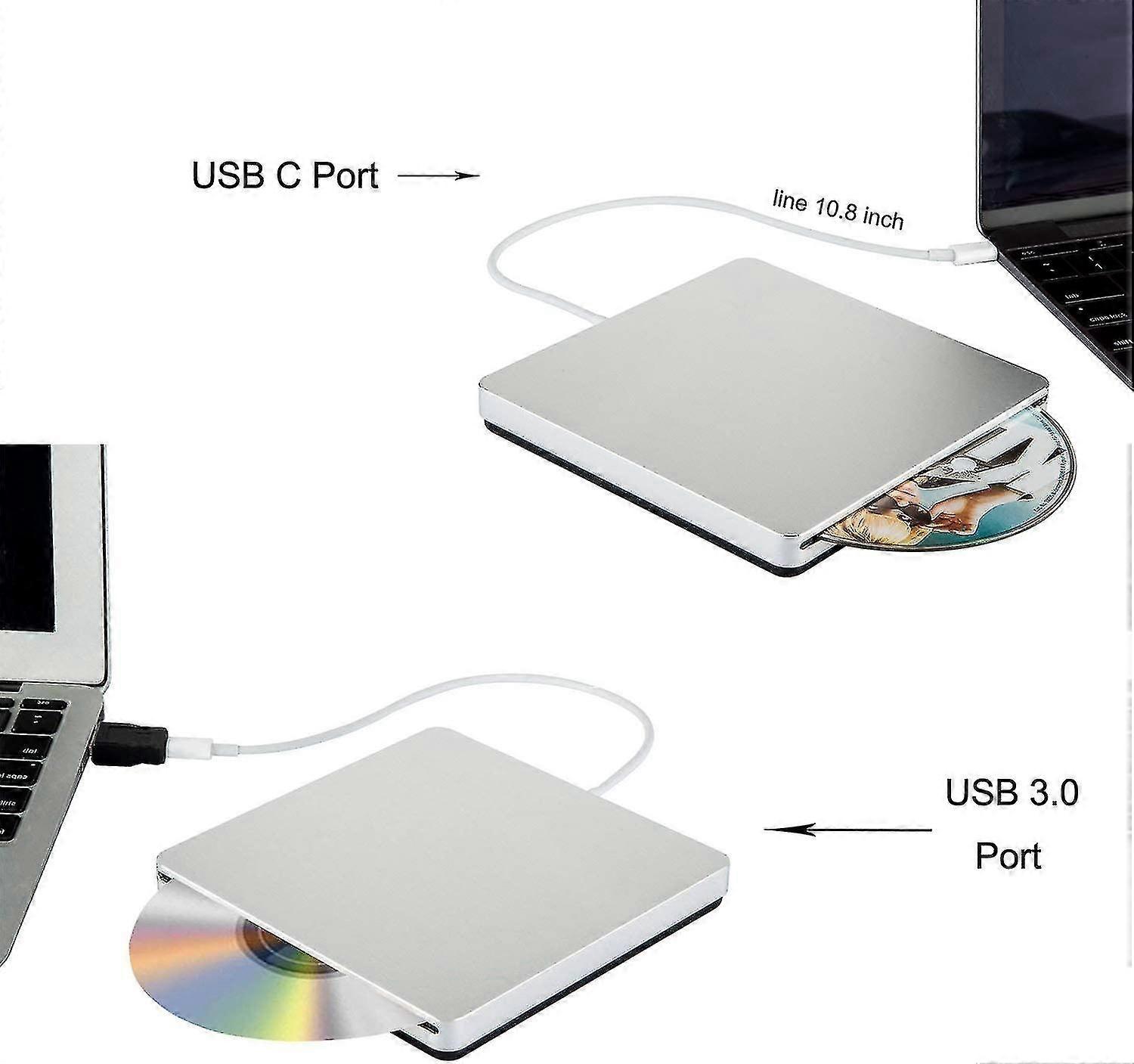 External Cd Dvd Drive Usb C Cd Dvd Burner/writer Slim Portable Slot In ...