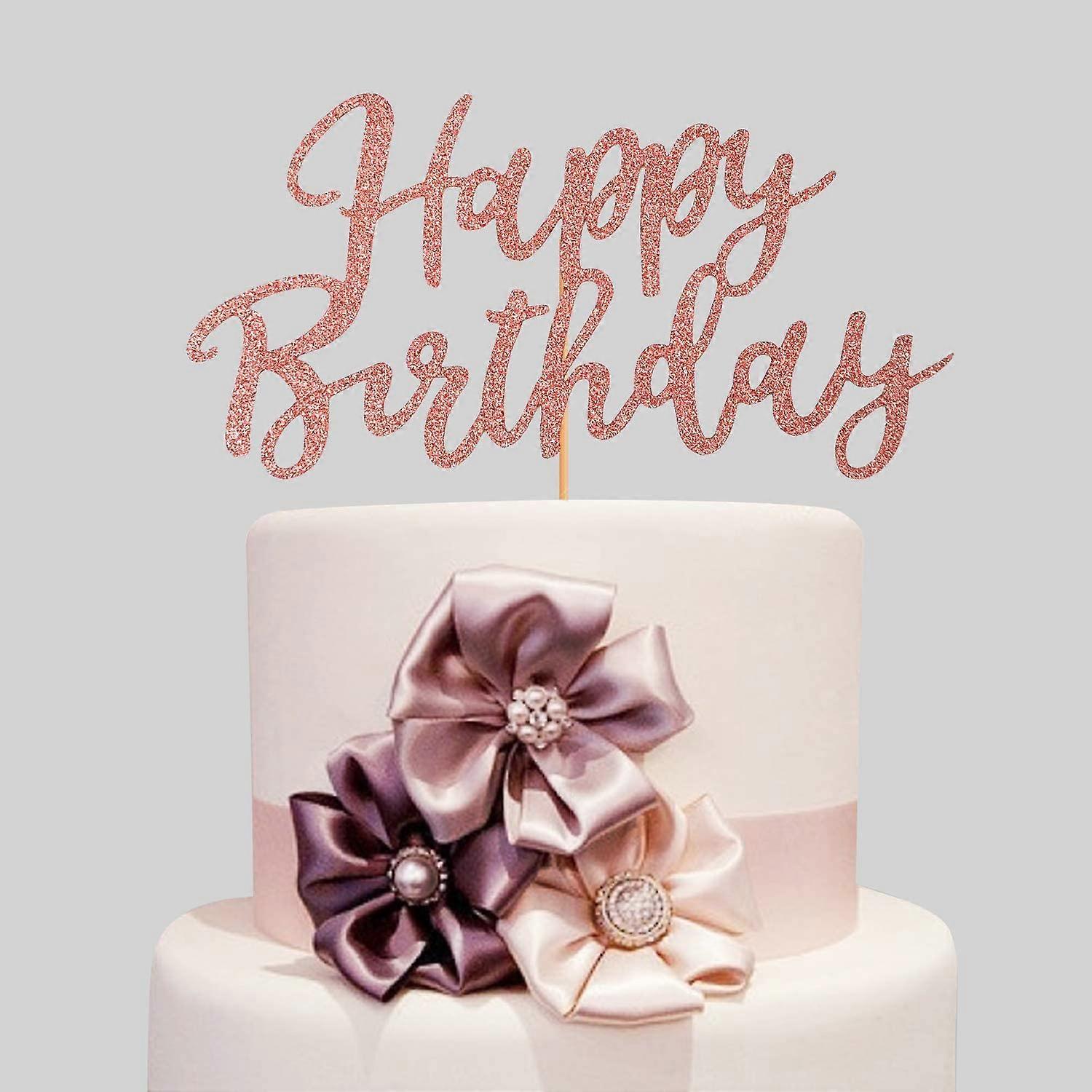 Happy Birthday Cake Topper, 22 Pack Rose Gold Birthday Cake Toppers ...
