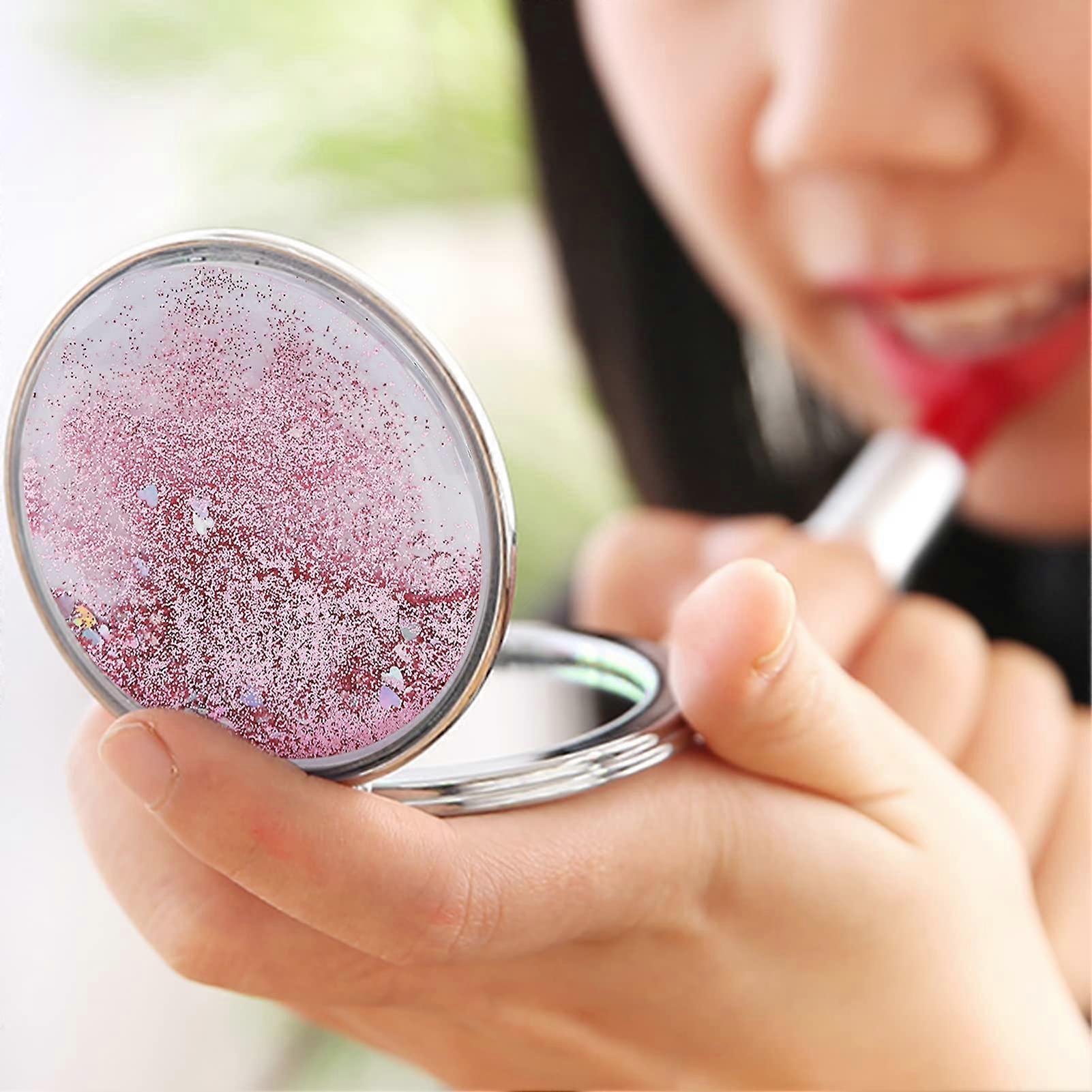 Compact Makeup Mirror Mini Round Female Folding Mirror Metal Pocket ...
