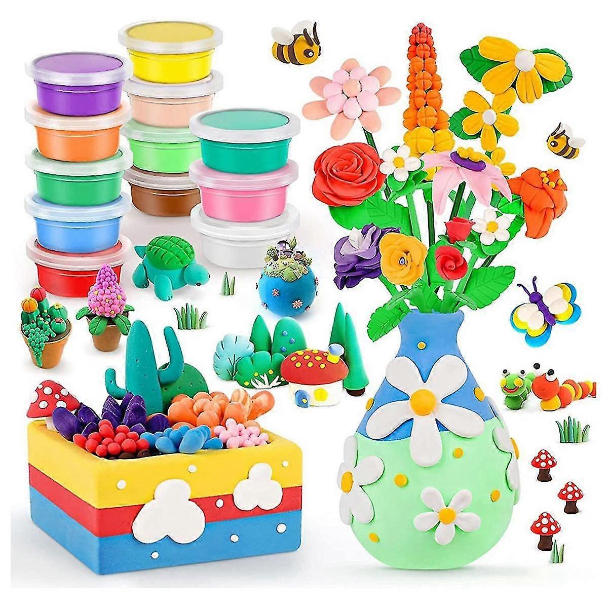 Flower Crafts ,flower Bouquet Modeling Clay Kit , Arts And Crafts Air ...