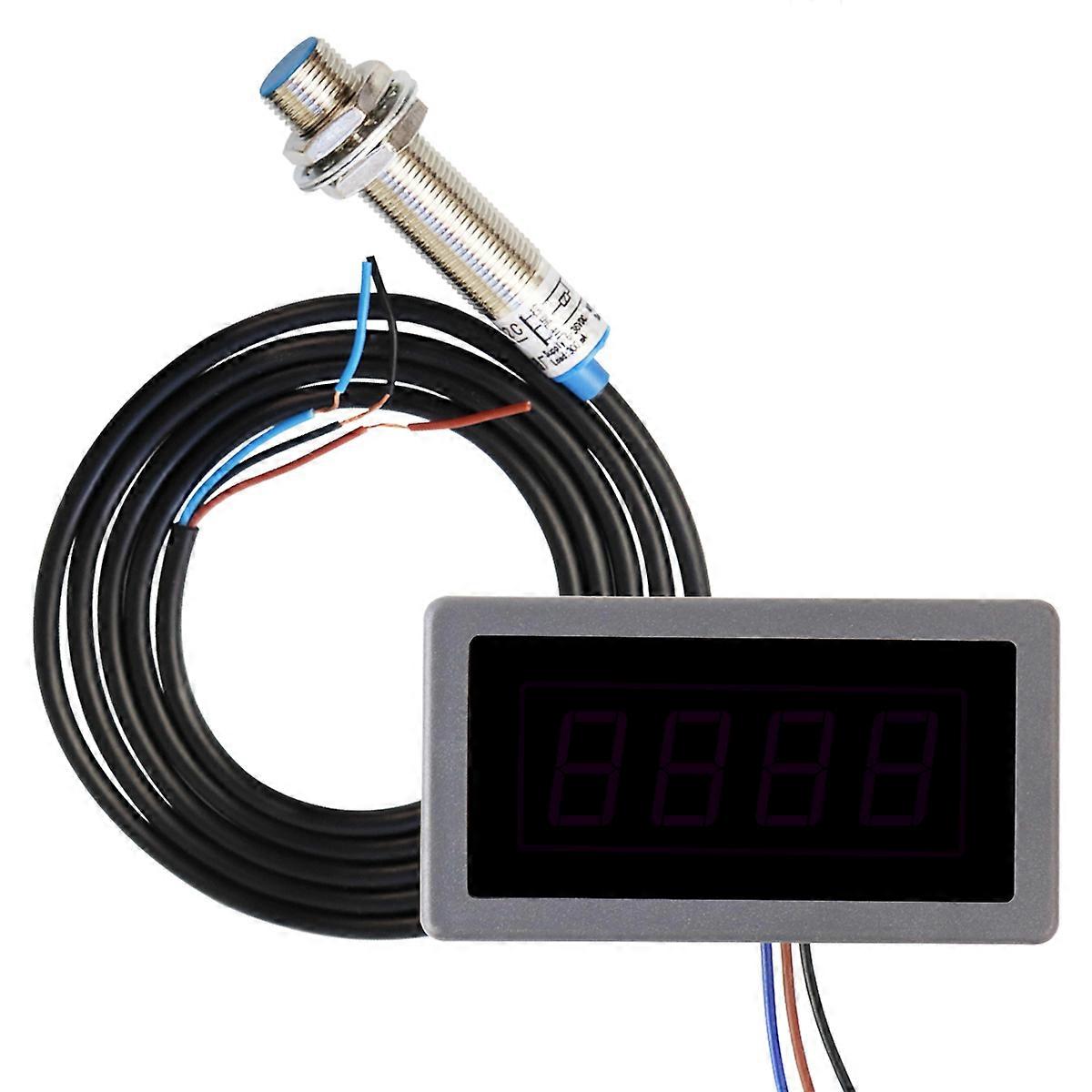 AC 220V 4 Digital LED RED Tachometer RPM Speed Meter+Hall Proximity ...