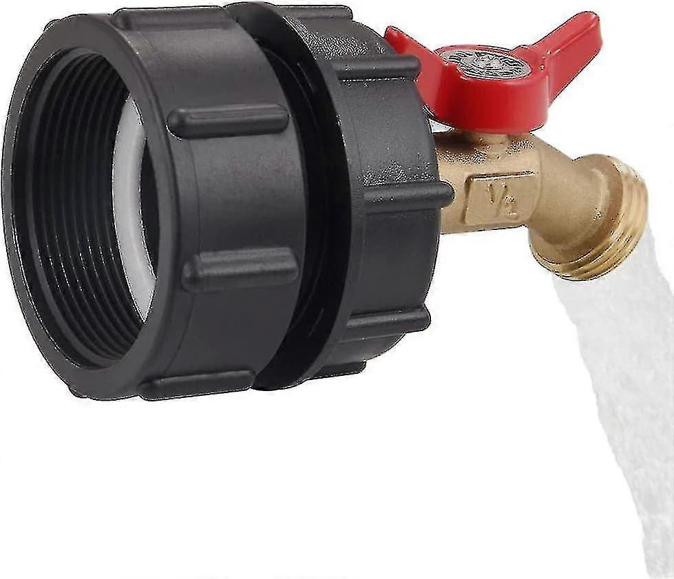 Brand New 275-330 Gallon IBC Tote Tank Adapter 2" Fine Thread - 1/2" Male NPT Inlet 3/4" Male ...