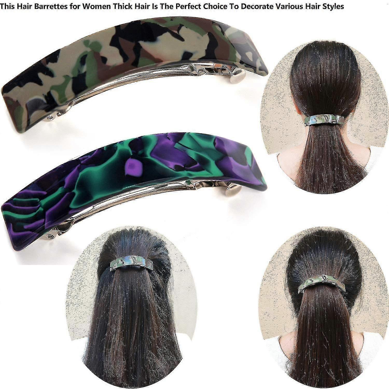 2pcs French Acetate Hair Clip - Army Green + Green Purple | Fruugo UK