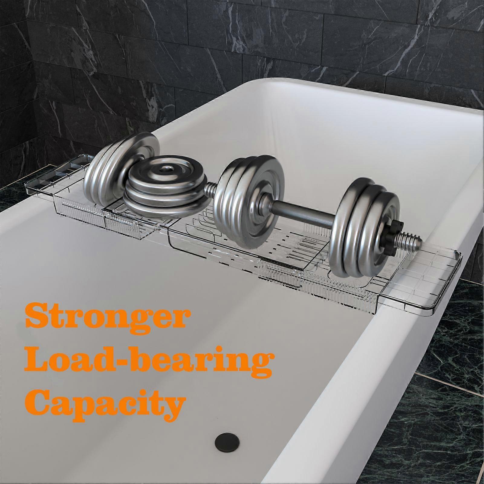 Adjustable Bathtub Caddy Tray Retractable Large Capacity Transparent ...
