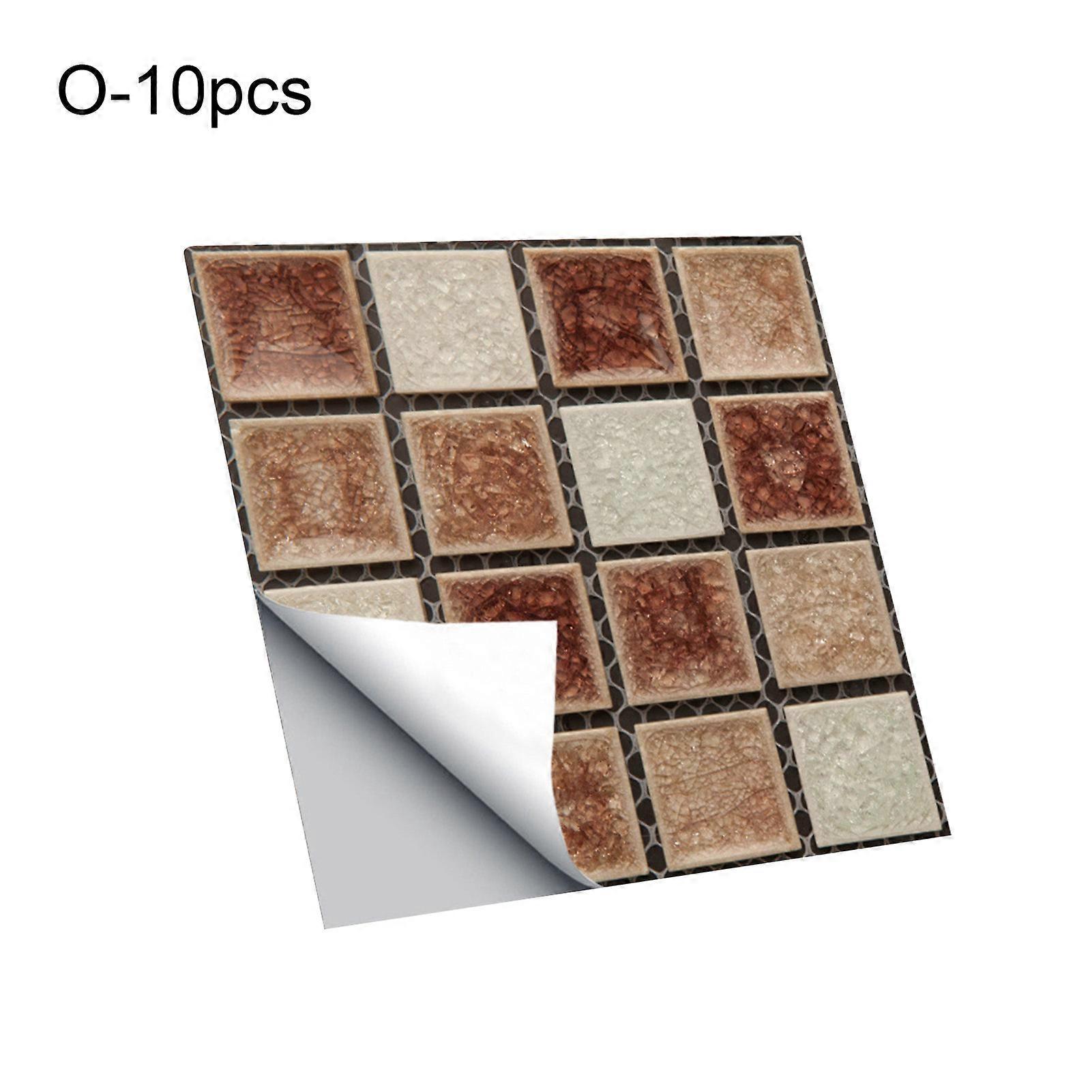 10Pcs/Set Waterproof Tile Sticker Strong Stickness PVC 3D DIY Self ...