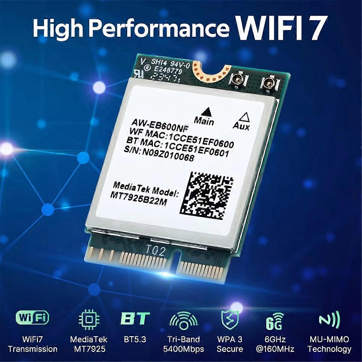 MT7925 WiFi 7 Network Card 5400Mbps Bluetooth 5.3 Tri Band 2.4G 5Ghz 6GHz Wireless Network ...