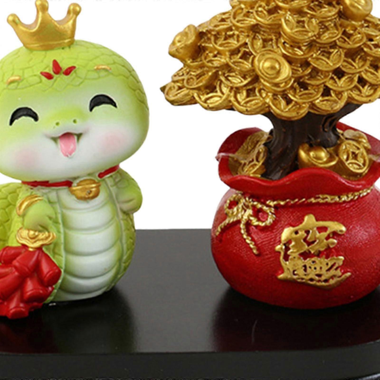 Lucky Tree and Snake Statue Ornament Housewarming Gift Handmade Chinese ...