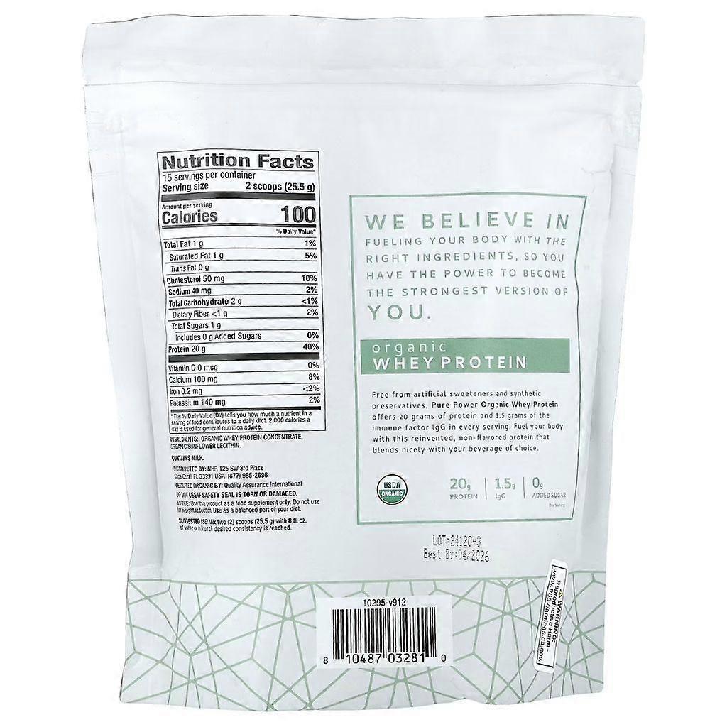 Pure Power Organic Whey Protein Original 385g | Fruugo UK