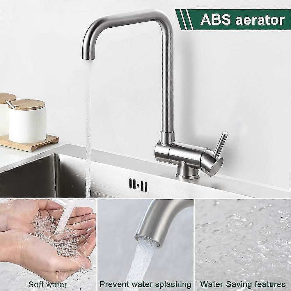 Folding Kitchen Tap 360 Swivel Sink Mixer Brushed Nickel Steel Kitchen ...