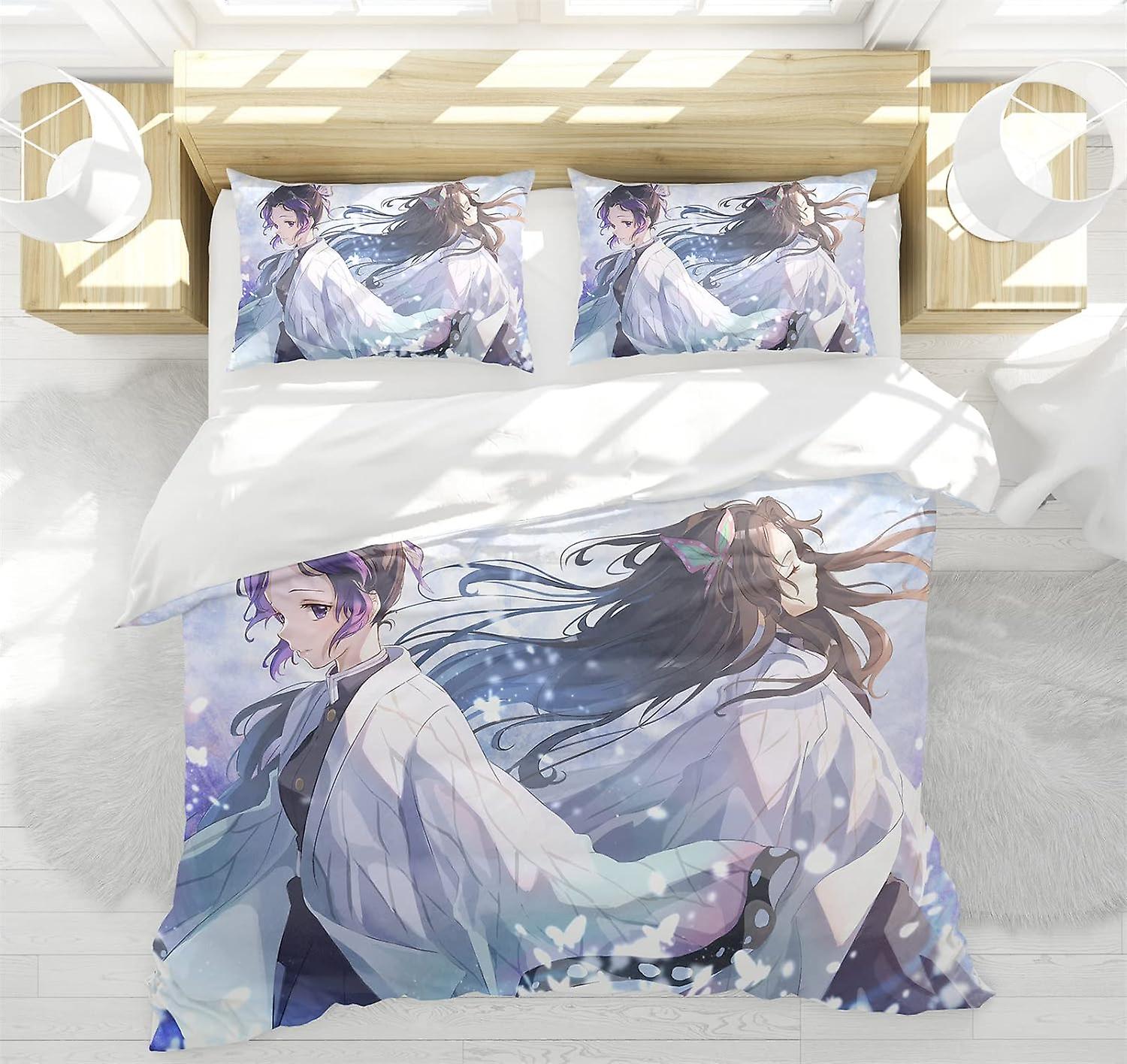 DDONVG Demon Slayer Bed Linen 135 x 200 cm, Japan Anime Duvet Cover Set ...
