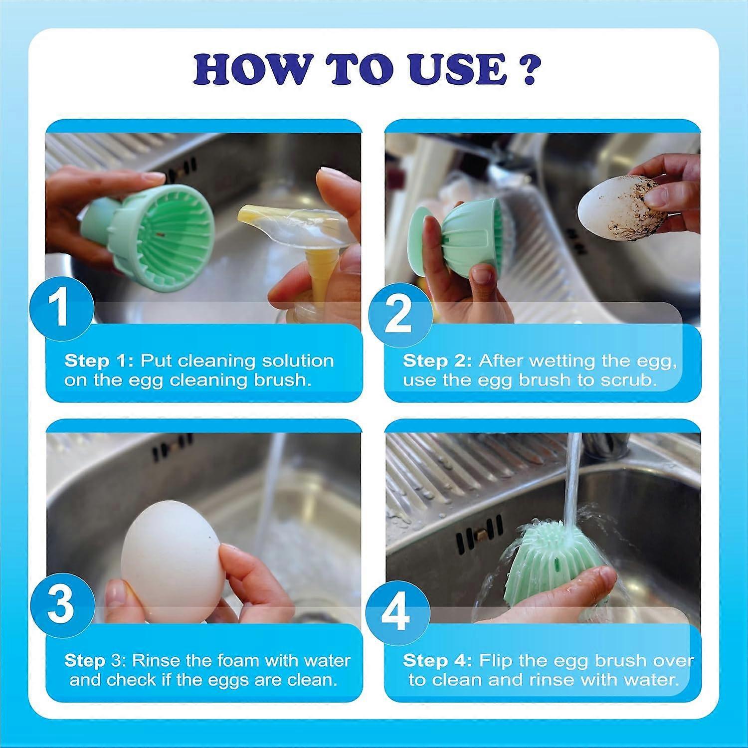 Egg Cleaner for Fresh Eggs (Green), Egg wash Brush, Egg Washer for ...