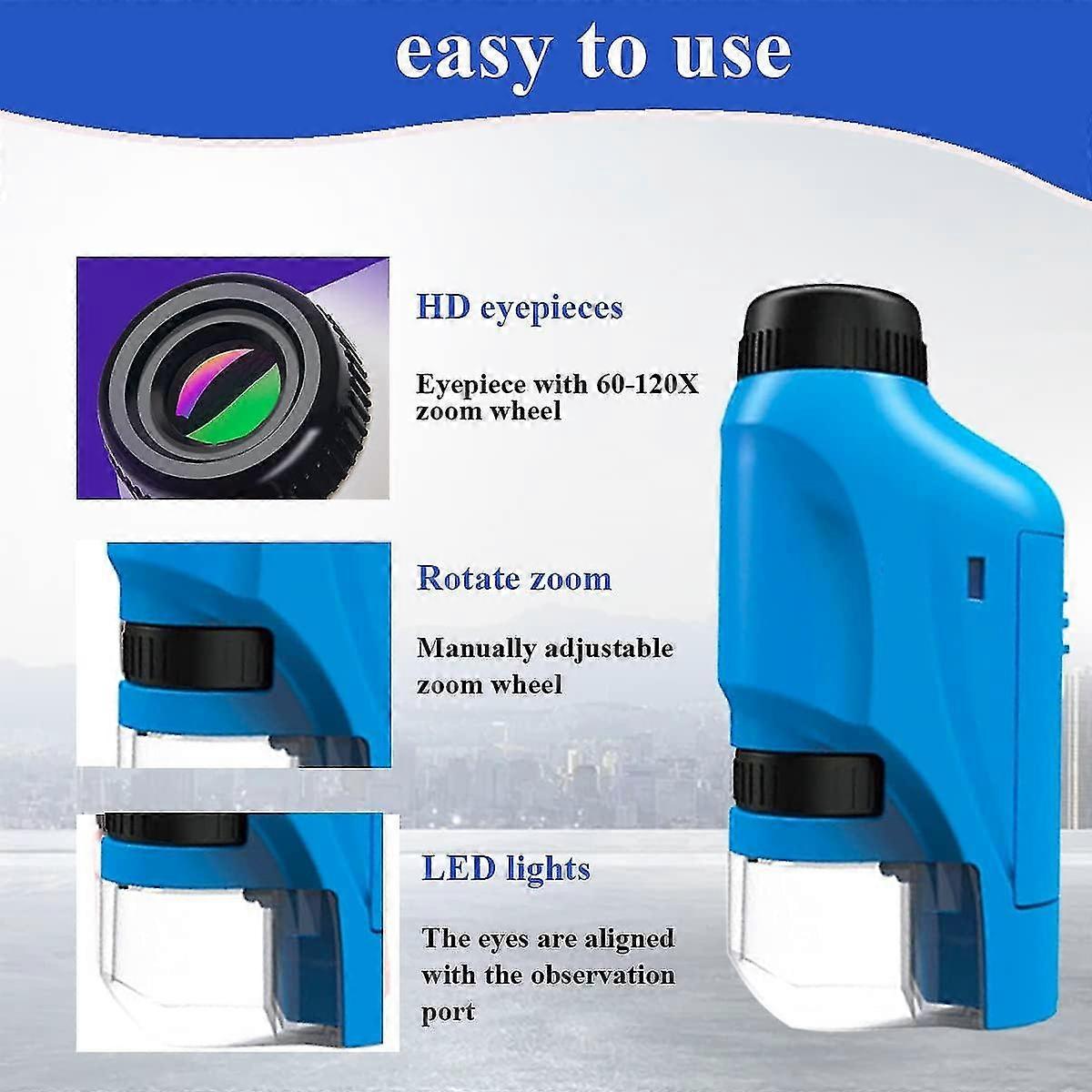 Kids Pocket Microscope Childrens Mini Microscope Kids Portable ...