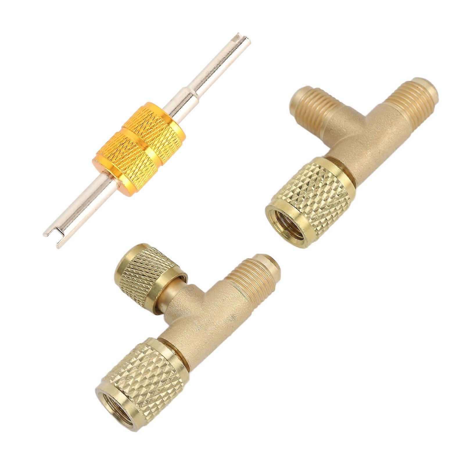 Brass Tee Adapter 1/4in Valves Core Quick Coupler Fittings for Vacuum ...