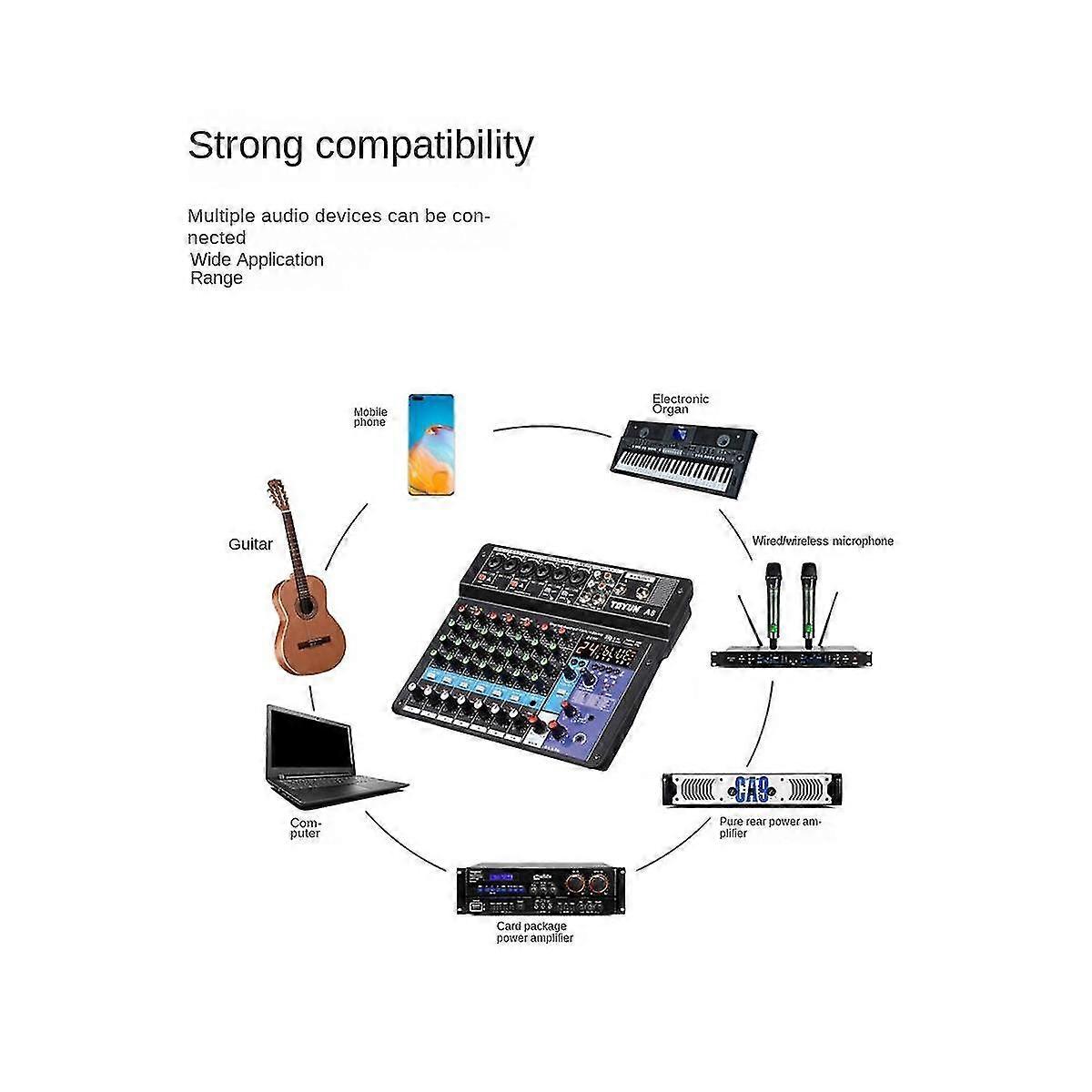 A8 Portable Mixer Sound Card 8-channel Mixing Console Computer ...
