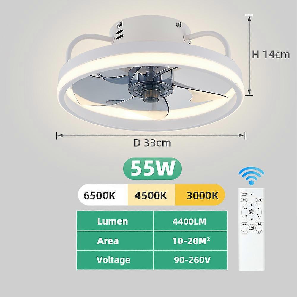 White Glowing Ceiling Fan: Glowing Remote Control Bladeless Modern ...