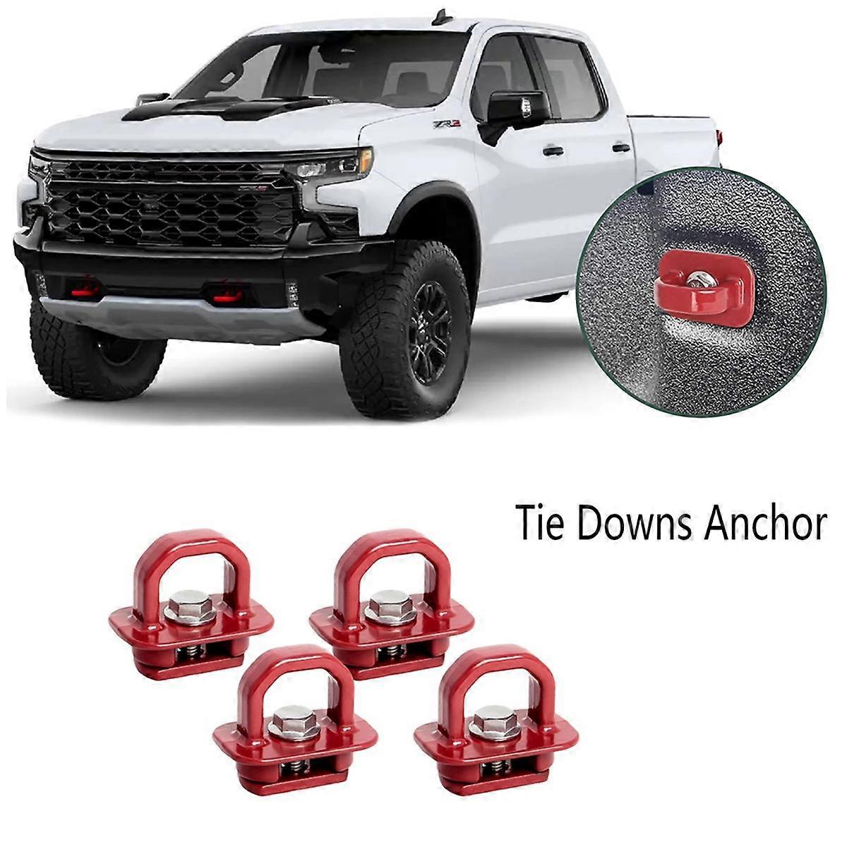 Red Truck Bed Side Wall Anchors 4Pcs Set Tie Downs Anchor for Silverdo ...