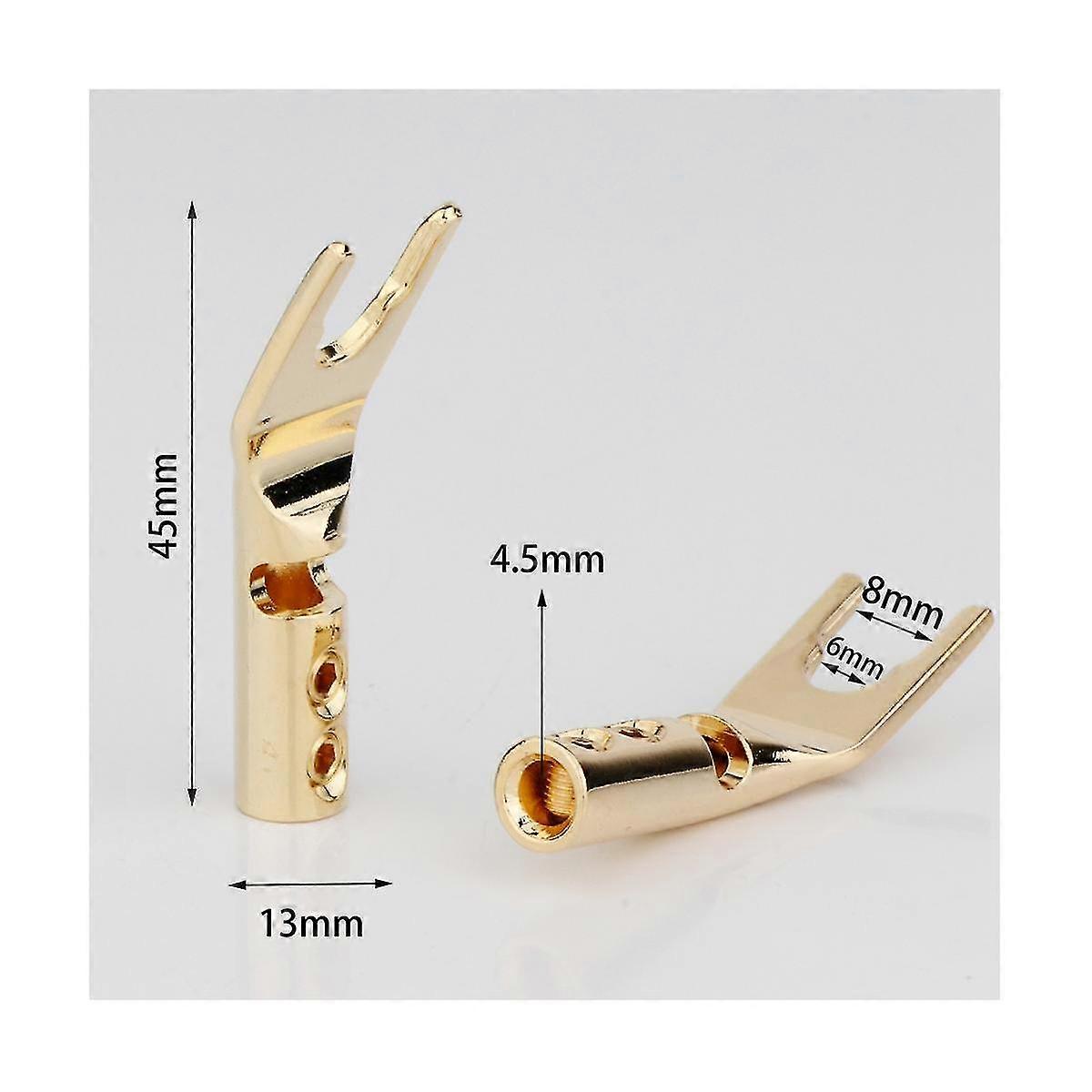 8PCS HIFI Banana Y Spade Y Gold Plated Pure Copper Screw Fork HiFi ...