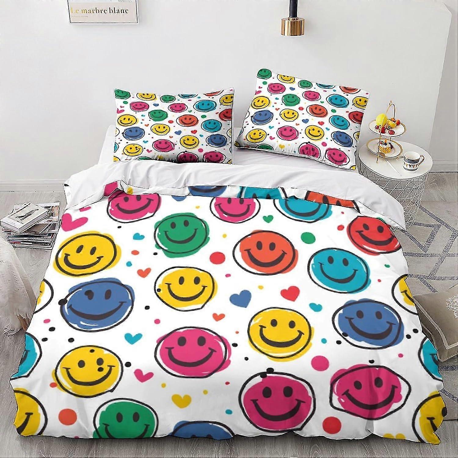 o4718 Bed Sheets Smile Shape Doodle 3D Printed Duvet Cover 3 Pieces ...