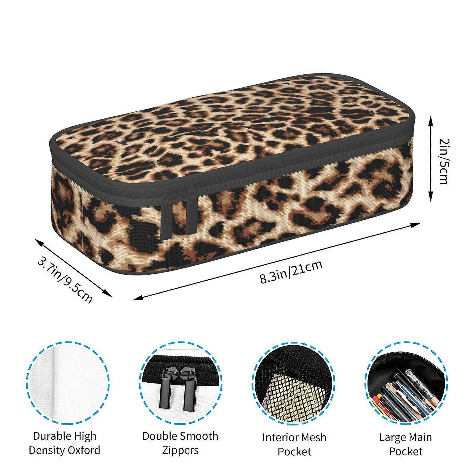 Funny Leopard Animal Print Pencil Case Big Capacity Pencil Pouch Makeup ...