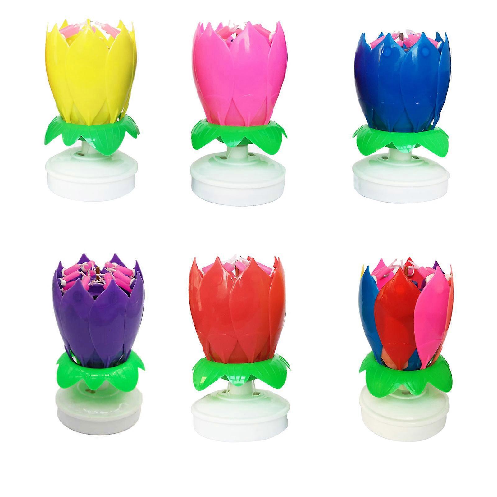 Musical Birthday Candle Magic Lotus Flower Candles Blossom Rotating ...