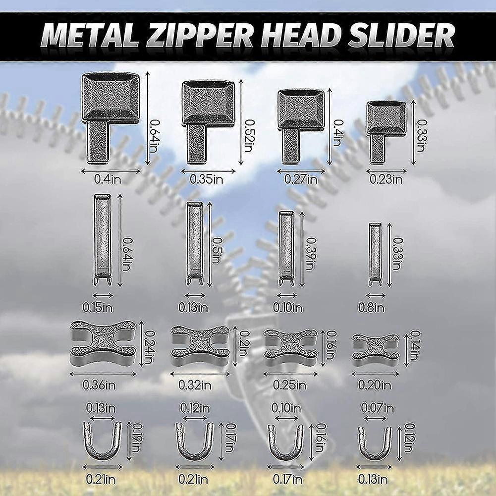 120 Pieces Metal Zipper Head Slider,4 Sizes Zipper Bottom Sliders ...
