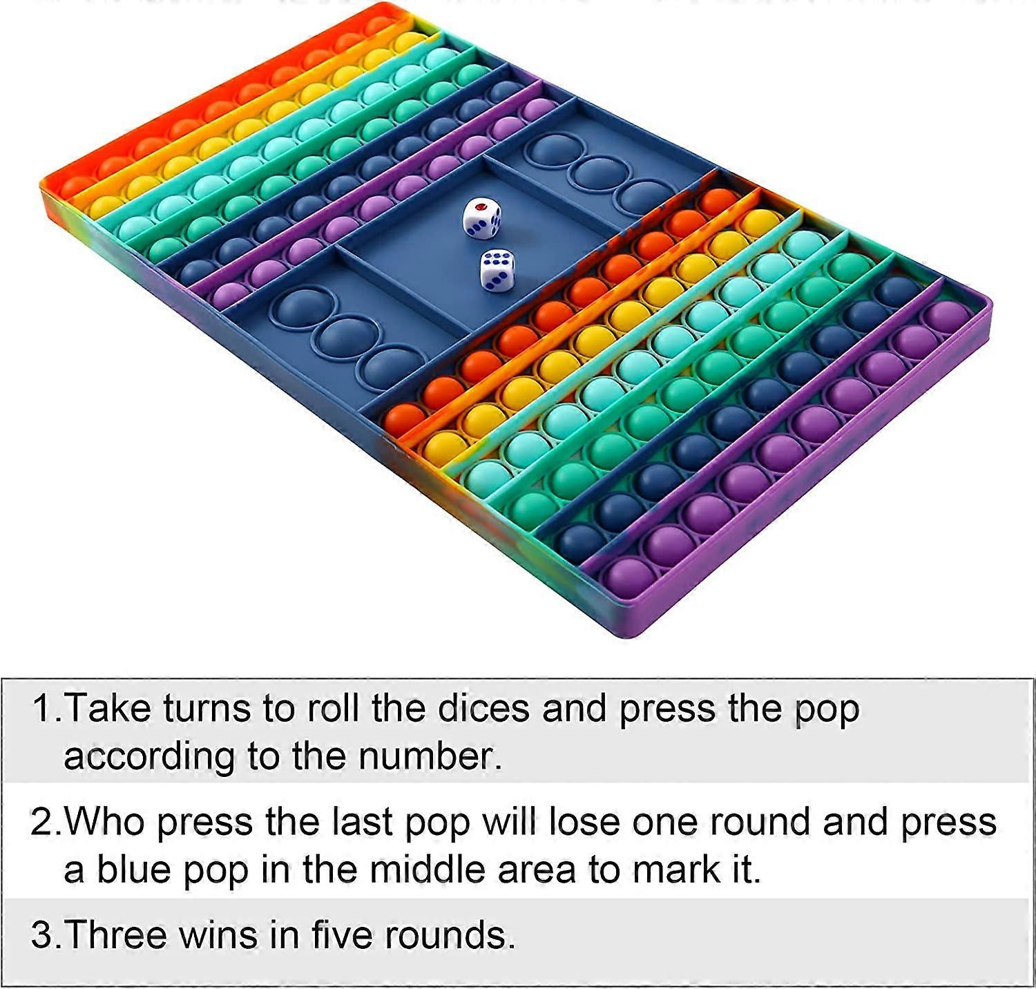 Big Pop Game Fidget Toy, Pop Rainbow Chess Board Fidget Popper Toy ...