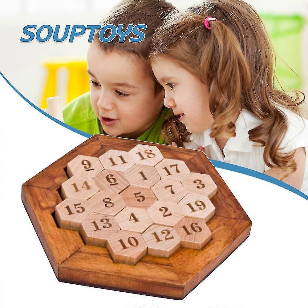Wooden Number Puzzle Toy Honeycomb-shaped Educational Number Game Kids ...