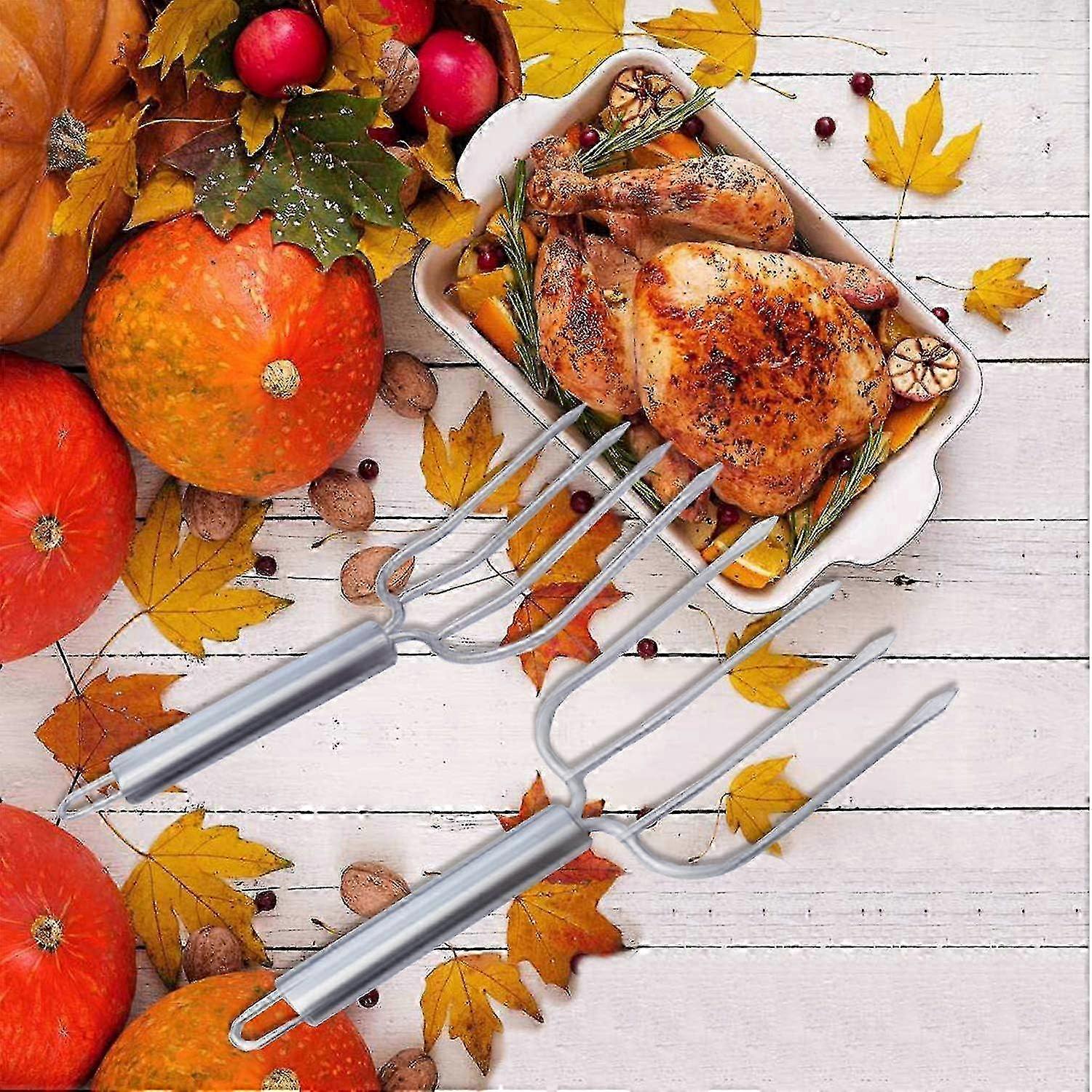 Stainless Steel Turkey And Poultry Lifters Set Of 2 - Four Needle Meat ...