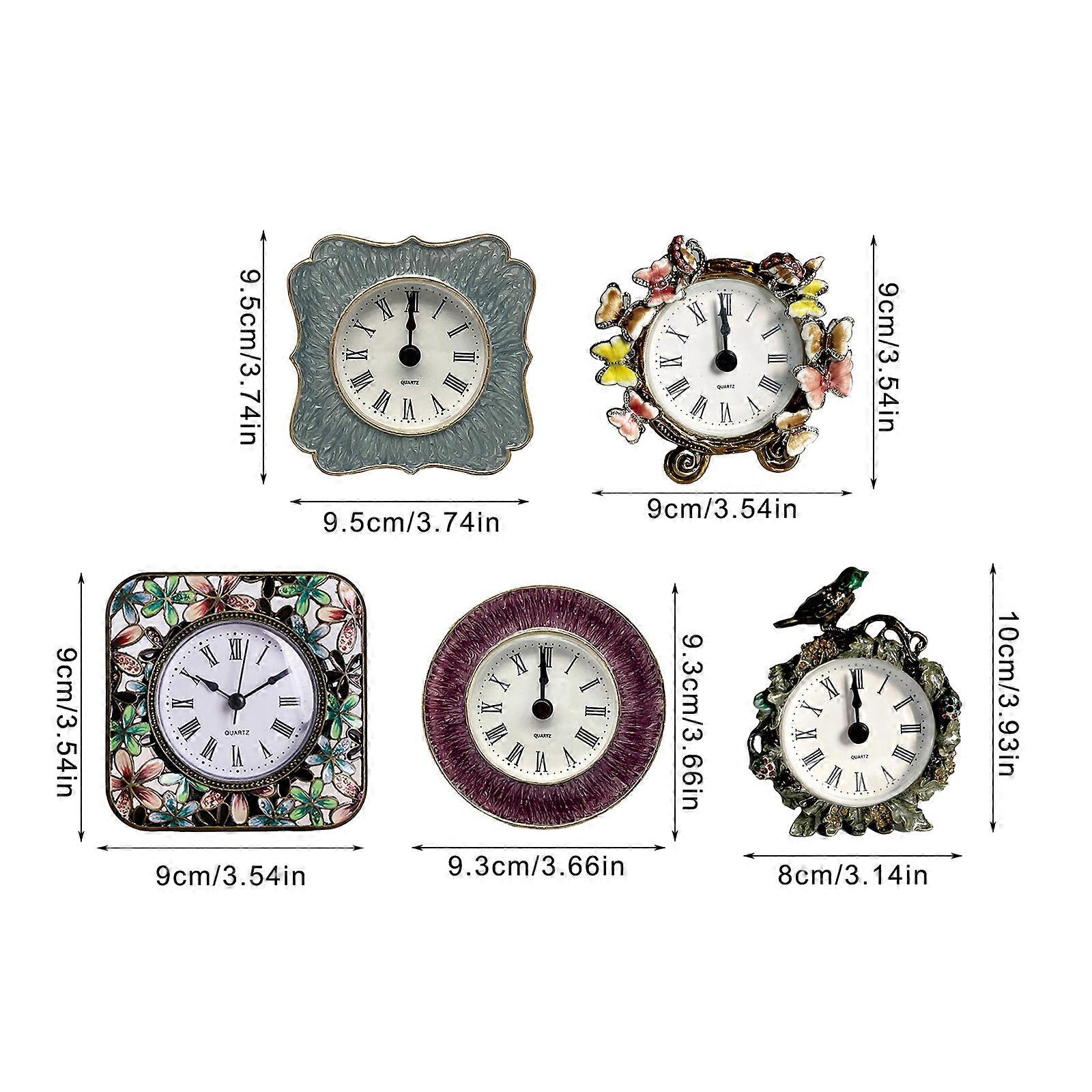Desk Clock Vintage European Type Enamel Painted Table Clock, Quiet ...
