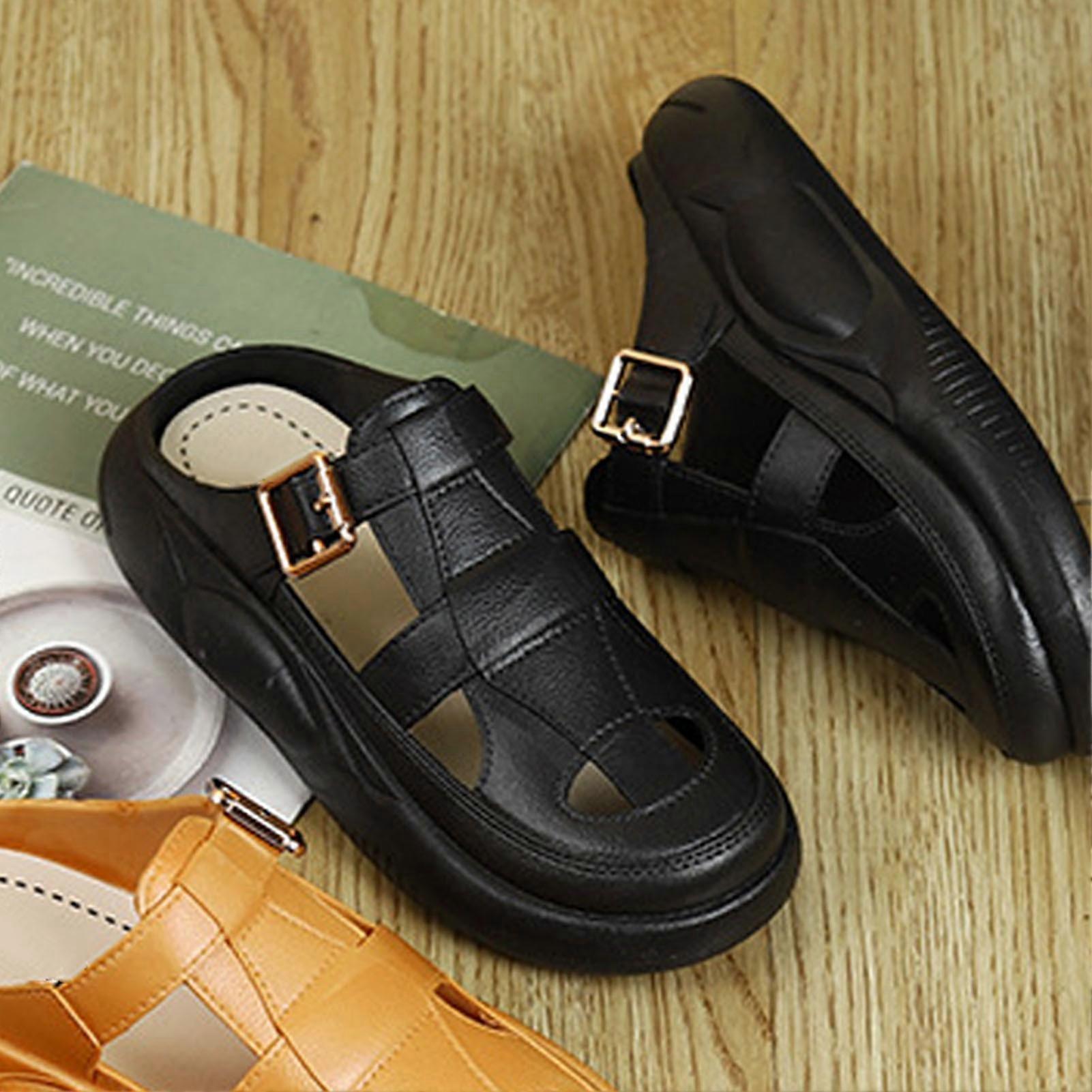 Closed Toe Hollow Slip On Sandals Women Summer Casual Fashionable Plain ...