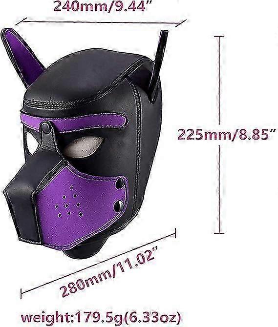 Dog Mask, Soft Latex Pet Play Dog Mask Puppy Mask Black Leather Dog ...