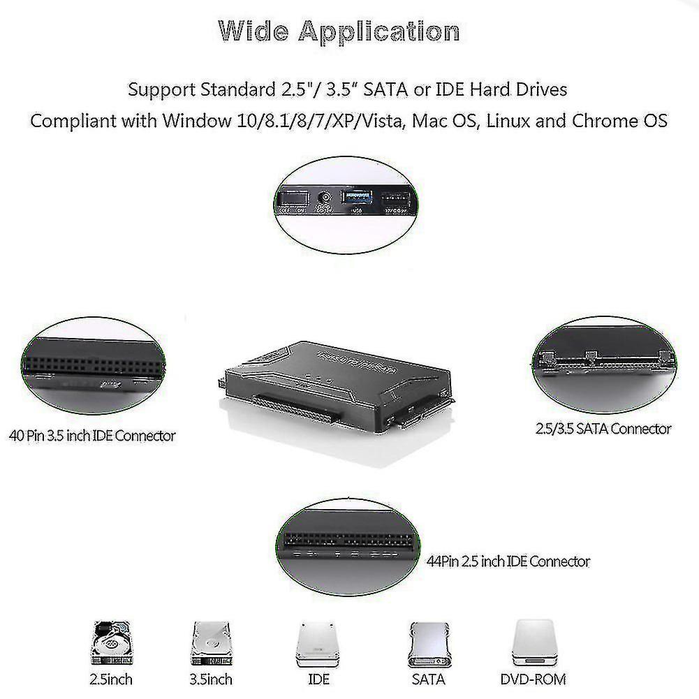 Usb 3.0 To Ide And Sata Converter External Hard Drive Adapter Kit For ...