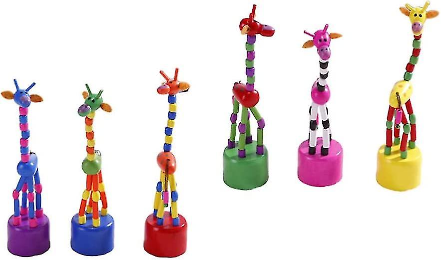 Giraffe Push Up Press Base Toy Chinese Traditional Thumb Puppet Rocking ...