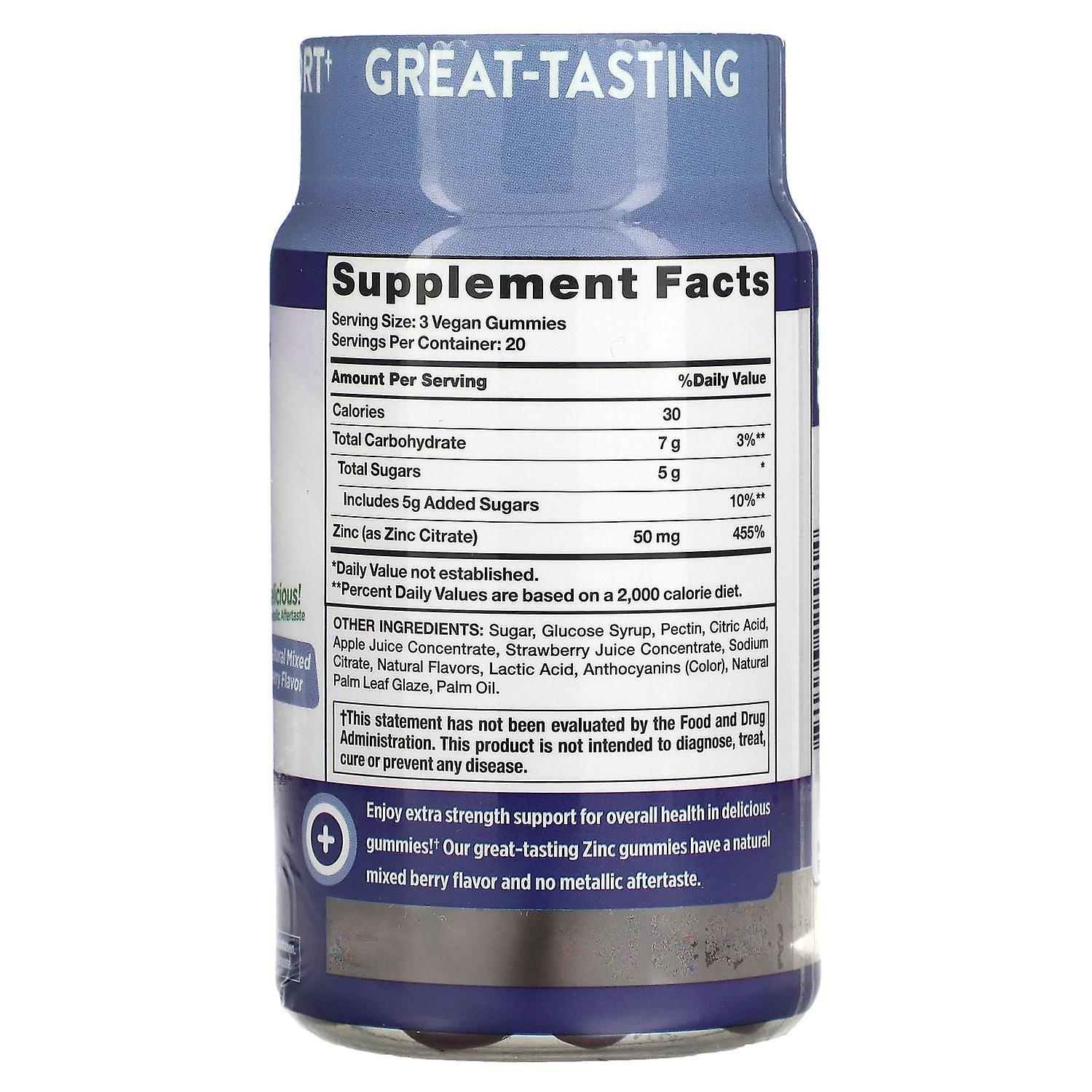 Nature's Truth, Extra Strength Zinc, Natural Mixed Berry, 50 mg, 60 ...