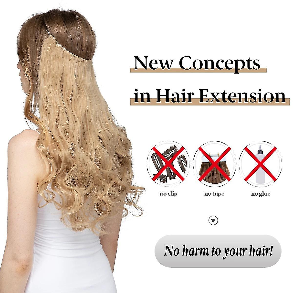 Adjustable Headband Invisible Re Hair Extensions Light Long Curly ...