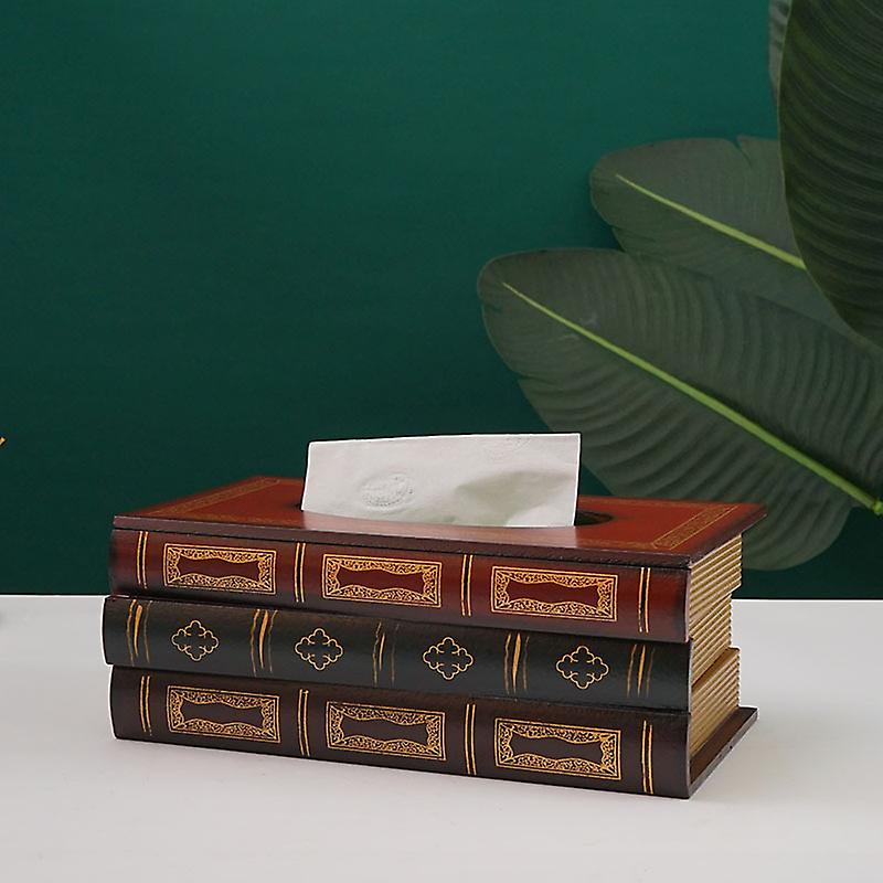 Wooden Tissue Dispenser Box Book Tissue Holder Paper Tissue Storage ...