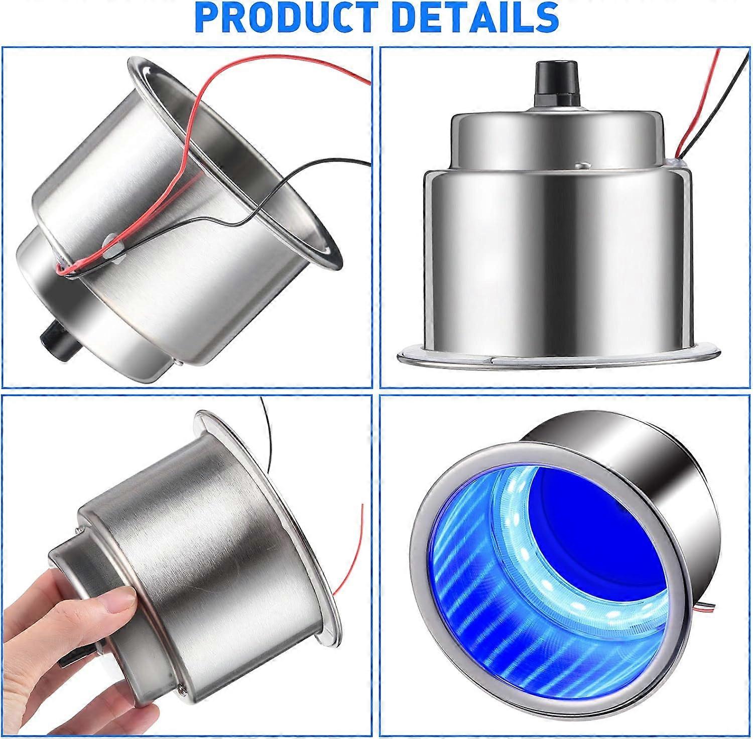 6 Pcs LED Cup Holder Marine Cup Drink Holder Stainless Steel Cup ...