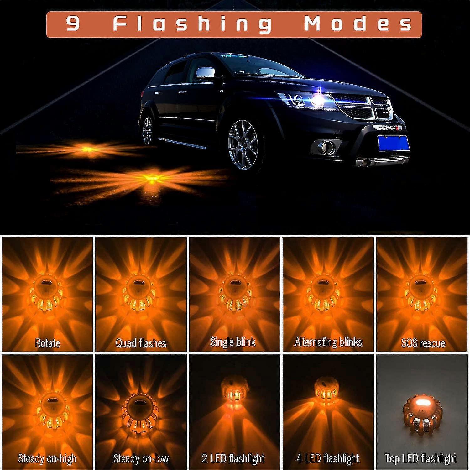 1/2/3/4 Pack Led Safety Flares Road Emergency Lights Roadside Safety ...