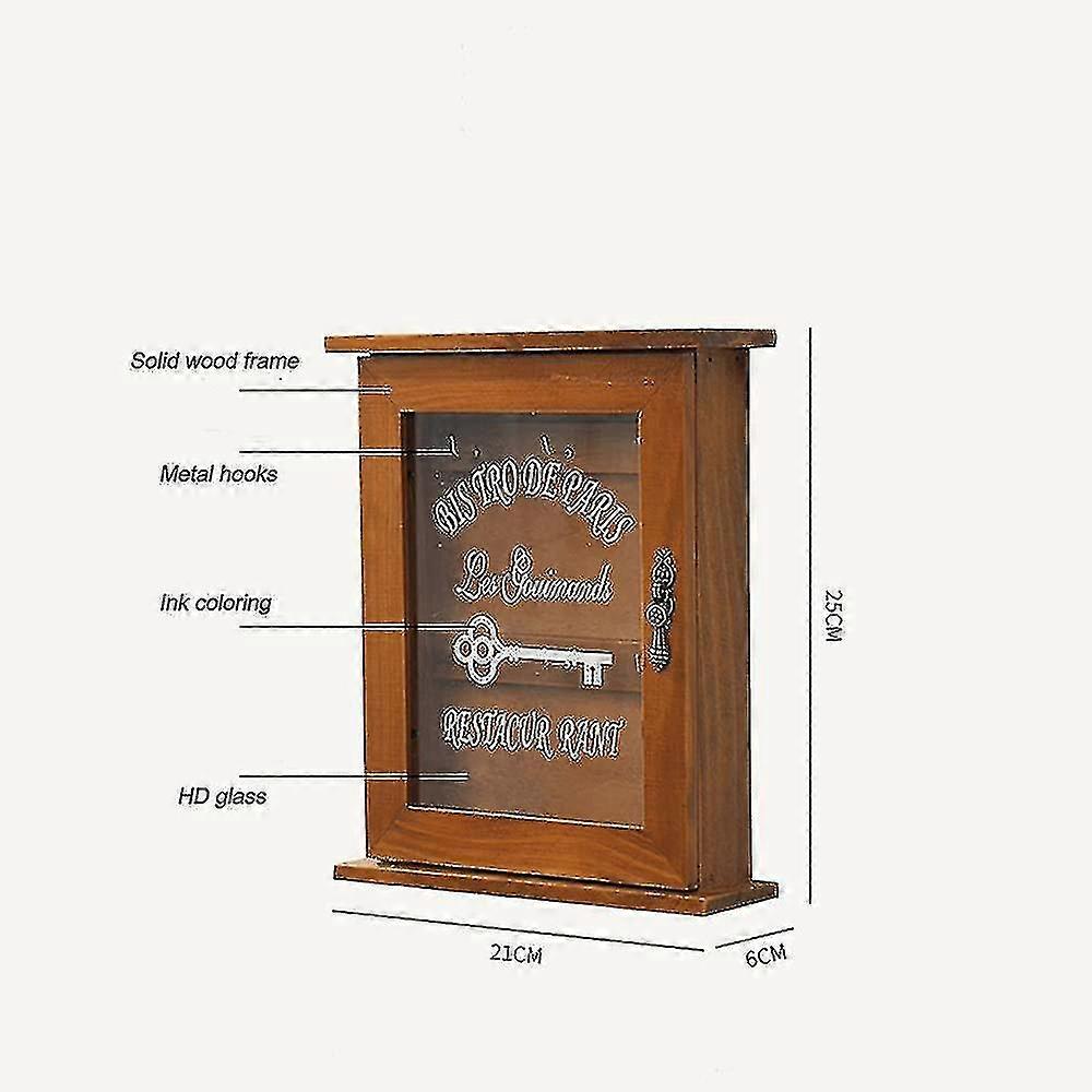 Wooden Key Box, Retro Wall Mounted Key Cabinet With Magnetic Door ...